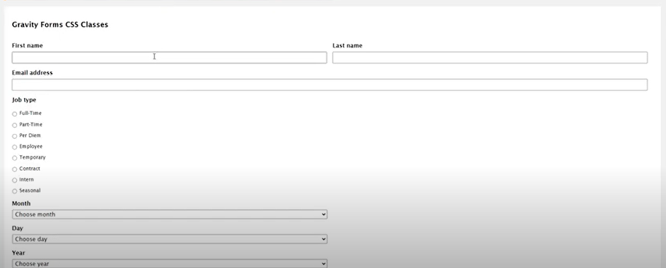 Gravity Forms Multilevel Columns - CSS Classes Use in Wordpress
